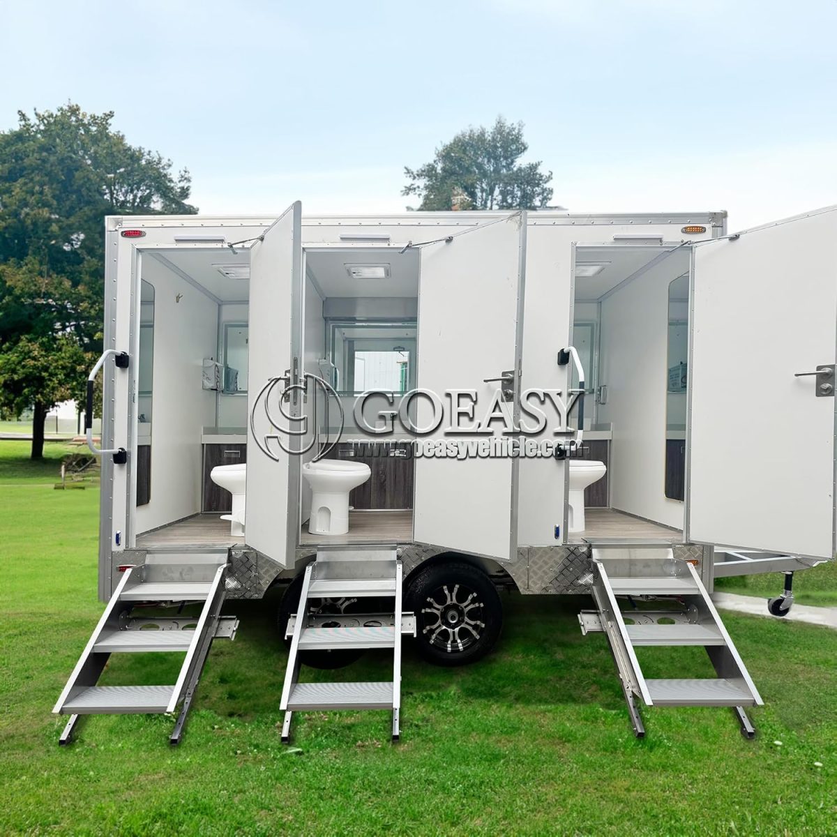 3 Station Portable Restroom Trailer | Mobile Bathroom & Camping Toilet ...