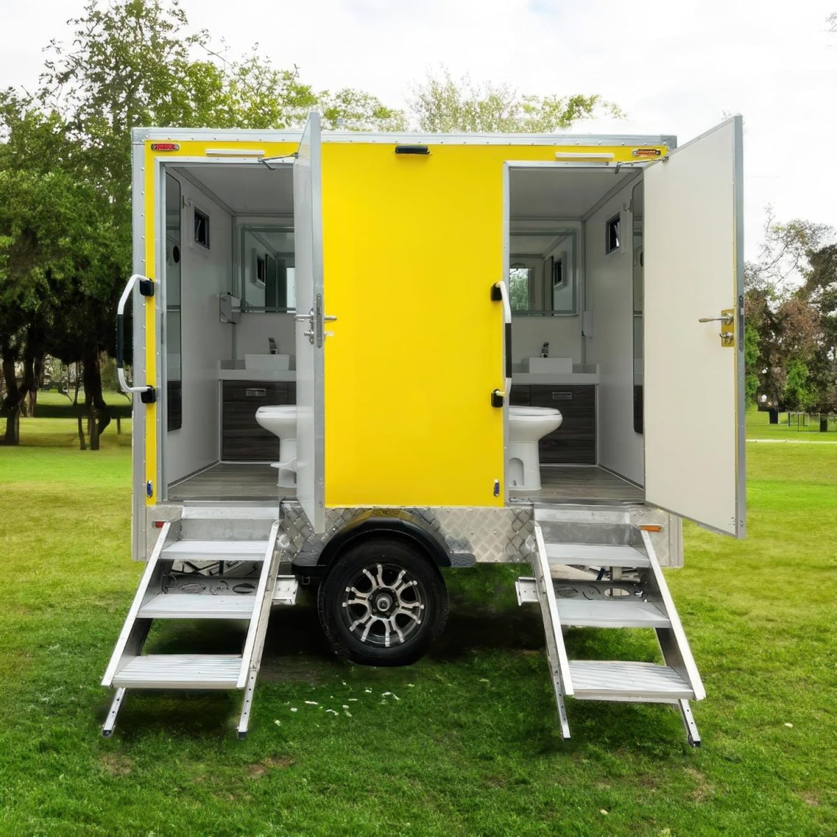 3 Station Portable Restroom Trailer | Mobile Bathroom & Camping Toilet ...